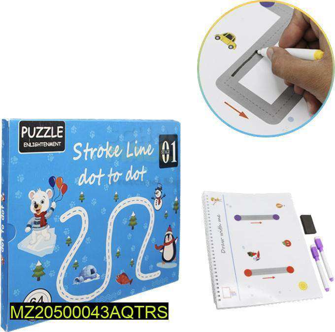 64 Page Kids Educational Learning Tracing Book With 2 Pens N Eraser ...